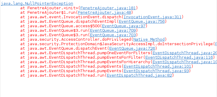 Erreur de type java.lang.NullPointerException par Atwika - page 1 - OpenClassrooms